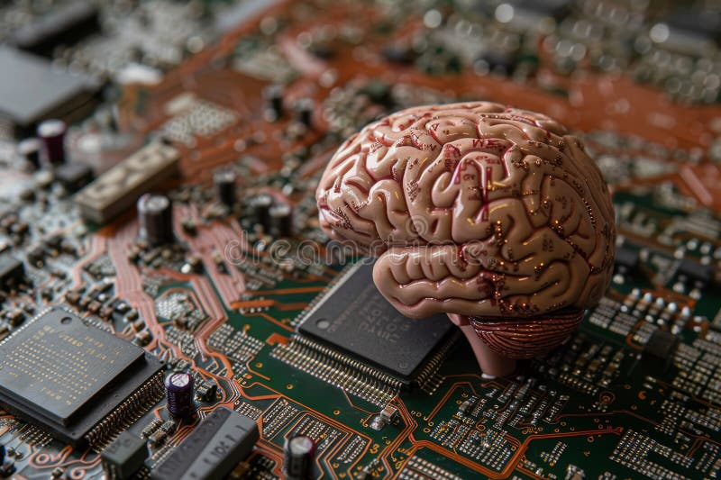 A Brain is Sitting on Top of a Computer Chip Stock Photo - Image of ...