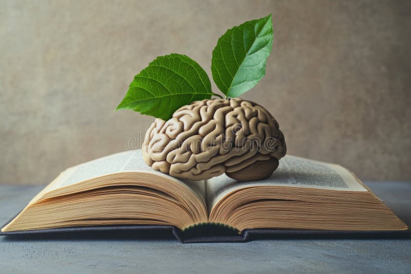 Brain is Sitting on Top of an Open Book Stock Photo - Image of ...