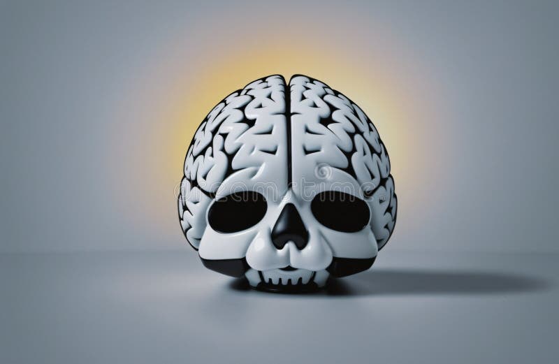 Brain with Skull Face Creative Concept Stock Illustration ...