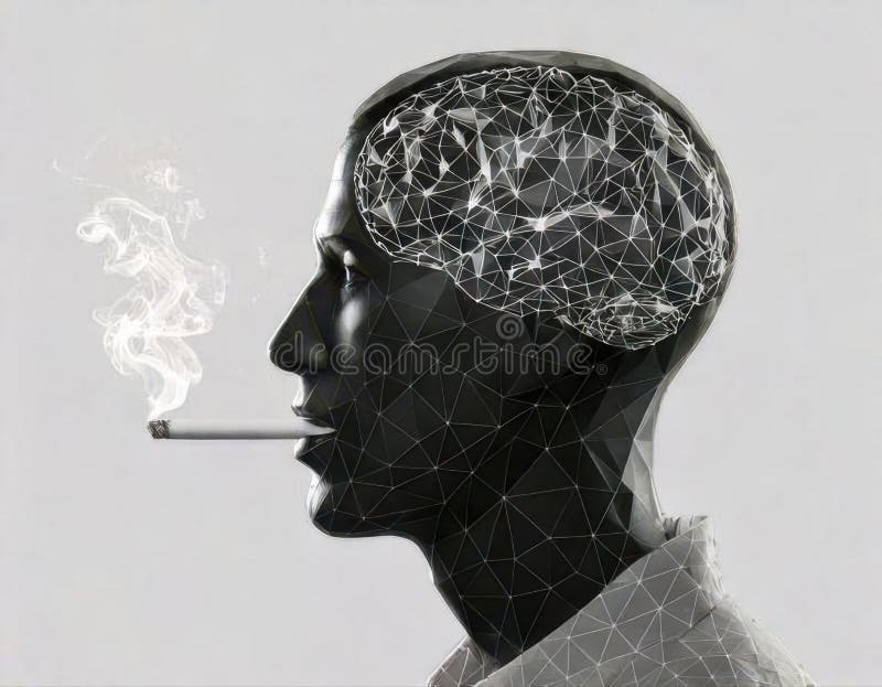 Brain Skull Smoking a Cigarette Stock Illustration - Illustration of ...