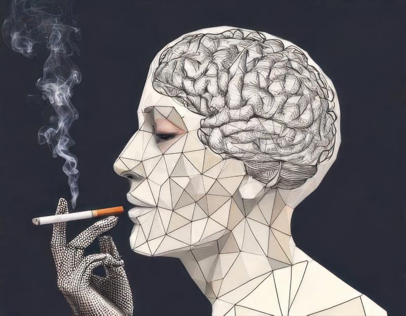 Brain Skull Smoking a Cigarette Stock Illustration - Illustration of ...