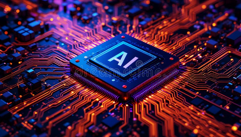 AI Core of Smart Devices stock illustration. Illustration of software ...