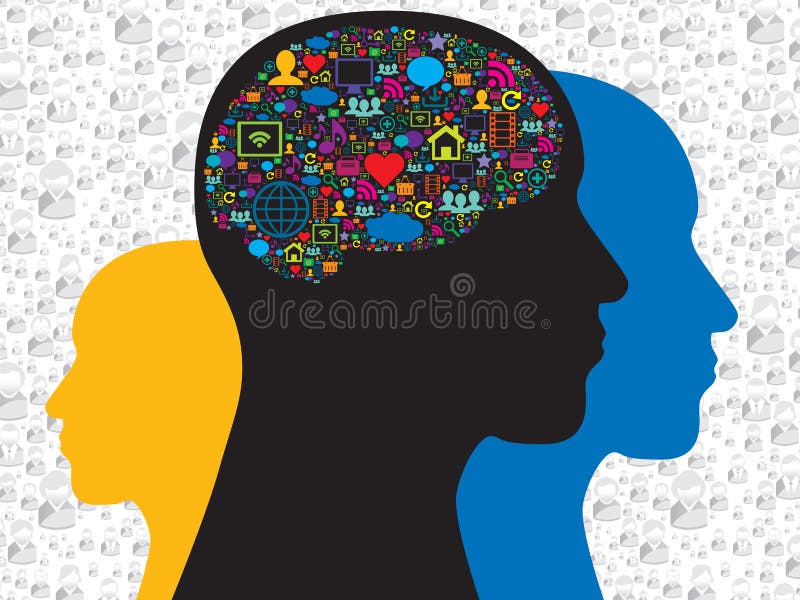 Brain with Social Media Icons Stock Vector - Illustration of ...