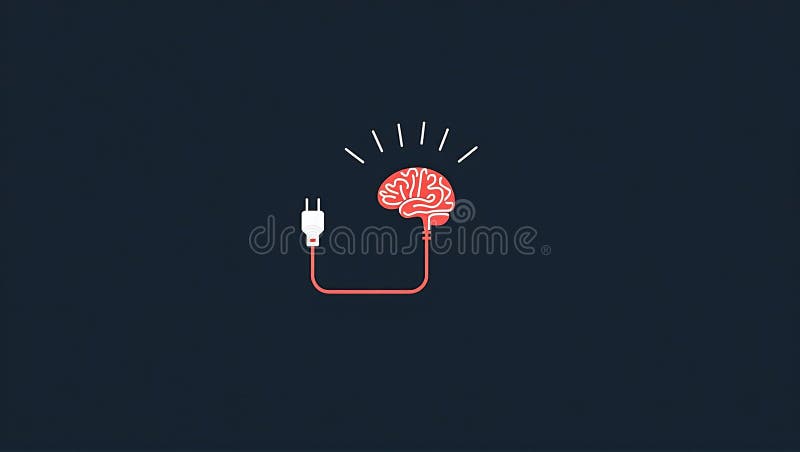 Brain with Socket Plug, Brain Needs Constant Energy Supply Stock ...