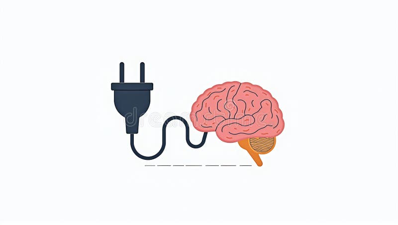 Brain with Socket Plug, Brain Needs Constant Energy Supply Stock ...