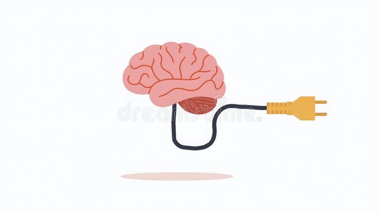 Brain with Socket Plug, Brain Needs Constant Energy Supply Stock ...