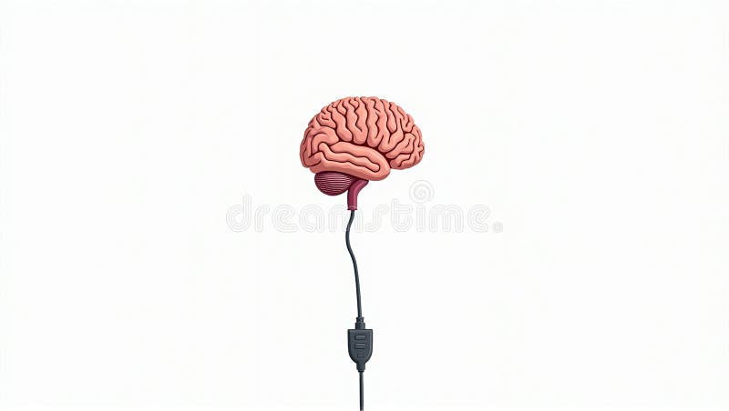 Brain with Socket Plug, Brain Needs Constant Energy Supply Stock ...