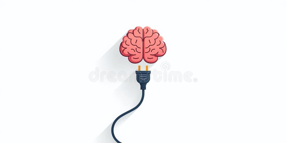 Brain with Socket Plug, Brain Needs Constant Energy Supply Stock ...
