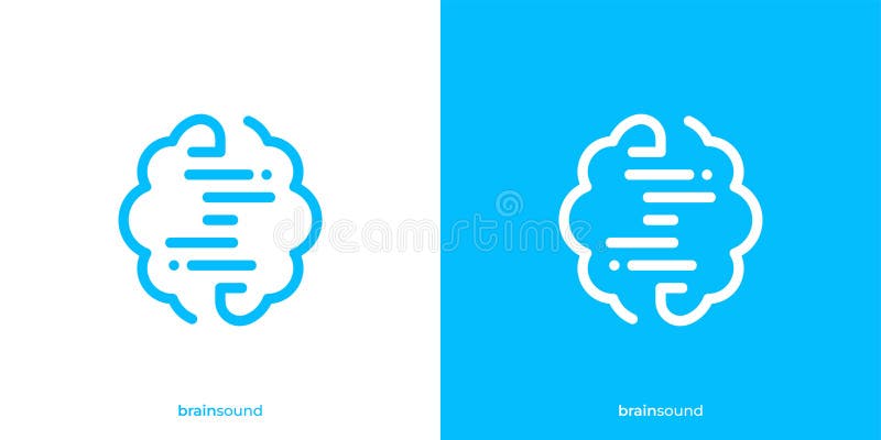 Simple Brain Sound Logo. Brain and Sound Wave Graphic Icons Stock ...
