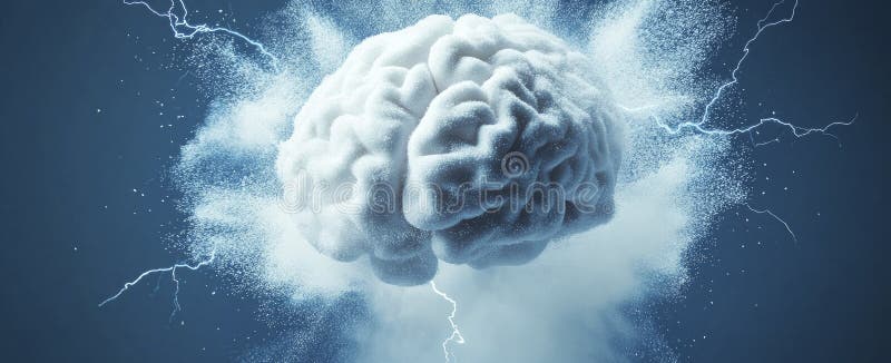 Brainstorm: Mental Power with Lightning Strikes Stock Illustration ...