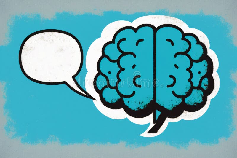 Brain with a Speech Bubble, Representing Communication. Generative AI ...