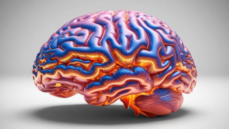 Brain Split into Glowing Fractals of Neuron Activity, Showcasing ...