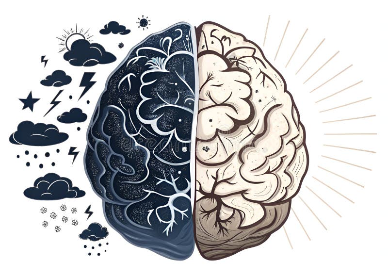 The Brain is Split into Two Halves, One of Which is Blue and the Other ...