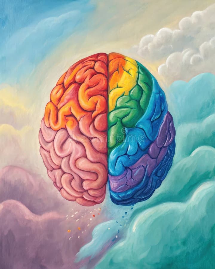 A Brain Split into Vibrant Sectionscreativity Logic and Emotiondemonstrating the Integration of ...