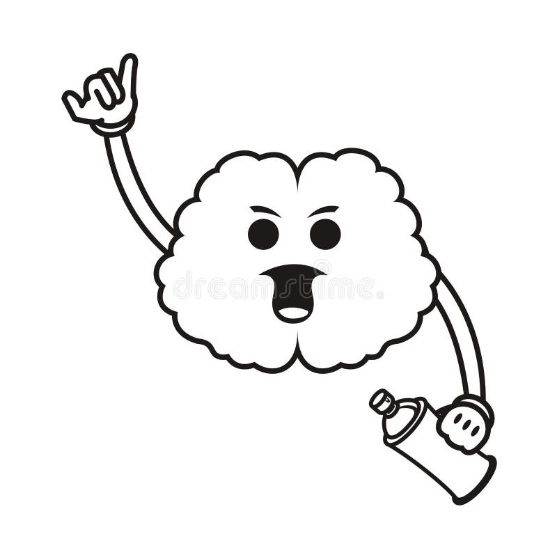 Brain with Spray Paint Bottle Comic Character Stock Vector ...
