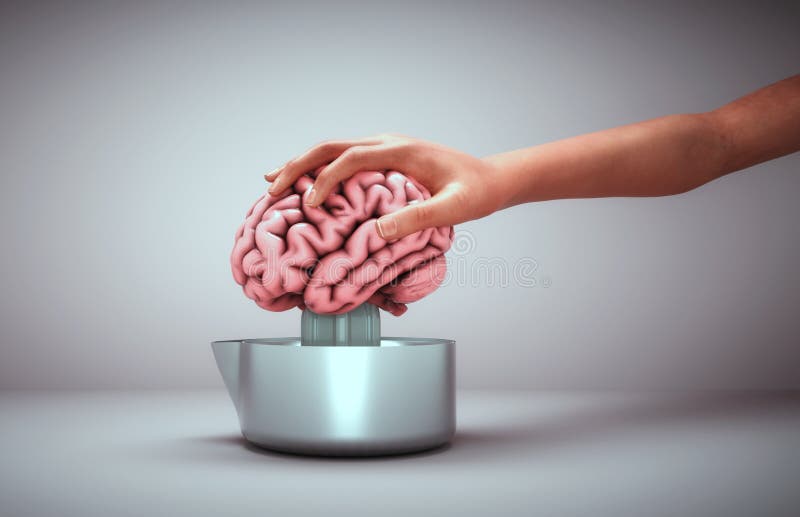 Brain on a Squeezer. Brainstorm and Ideas Concept Stock Illustration ...