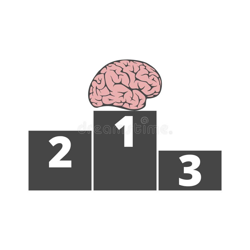 Brain Stands on the Winners Podium Stock Vector - Illustration of ...