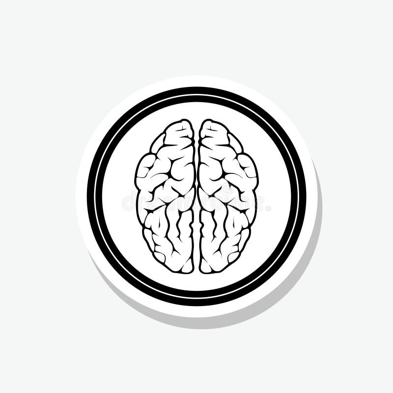 Brain Sticker Icon Isolated on Gray Background Stock Vector ...