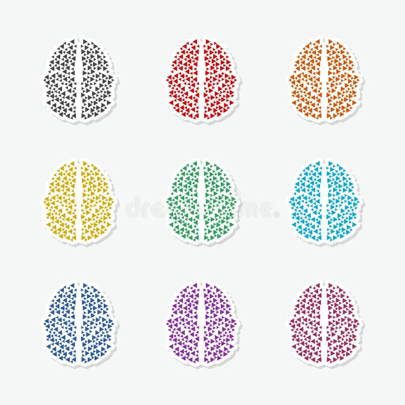 Brain sticker set icon stock vector. Illustration of brainstorm - 167590525