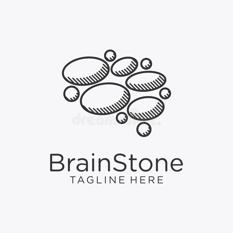 Brain stone logo design stock vector. Illustration of memory - 324857537