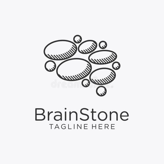 Brain stone logo design stock vector. Illustration of memory - 324857537