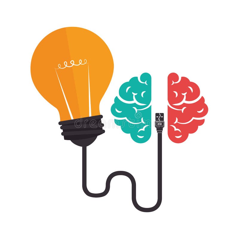 Brain storm with bulb stock vector. Illustration of concept - 86635279