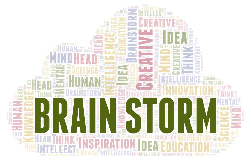 Brain Storm word cloud stock illustration. Illustration of print ...