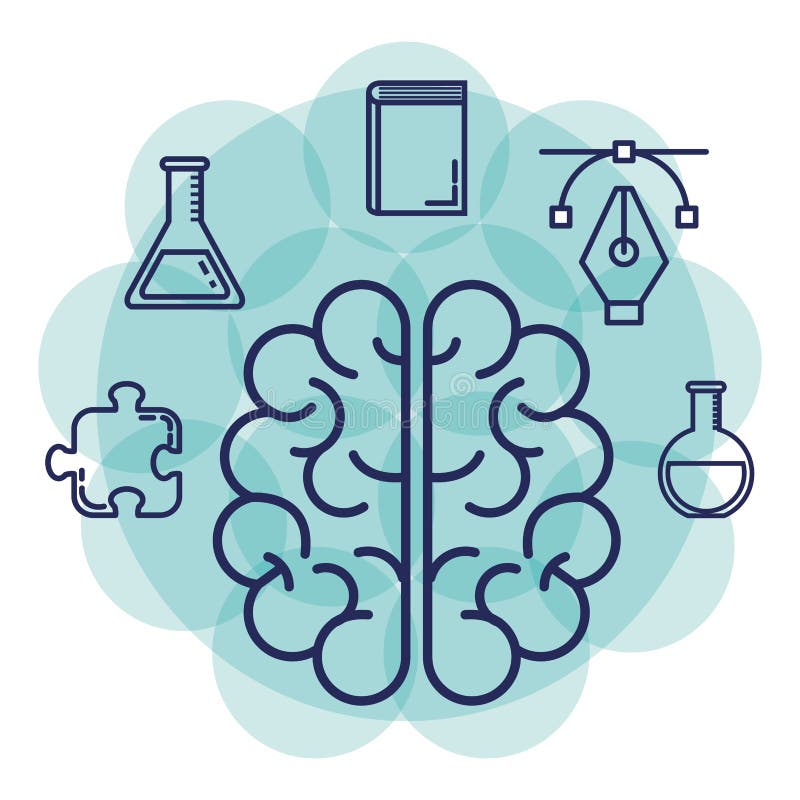 Brain storming set icons stock illustration. Illustration of creative ...