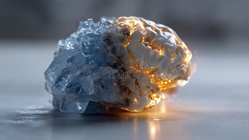 Brain in a Striking Contrast of Heat and Cold on a Clean White Backdrop ...