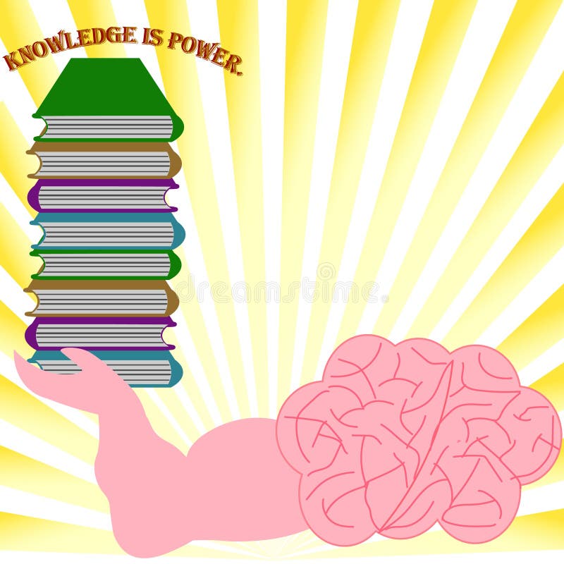 The Brain in a Strong, Pumped Up Hand Holds a Stack of Books Stock ...