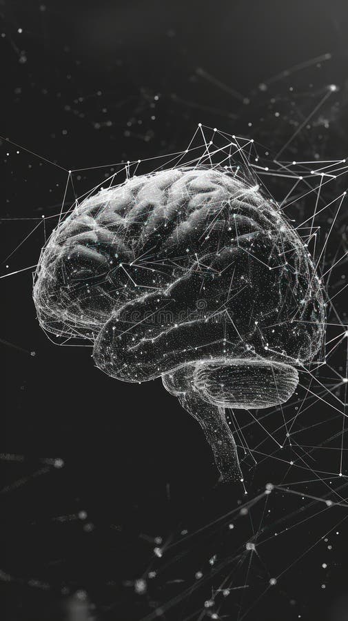 Brain Structure with Neural Connections and Network Nodes Highlighted ...