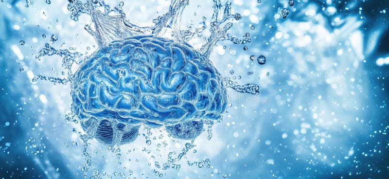 Brain Submerged in Water Creating Splash Effect, Symbolizing Creativity ...