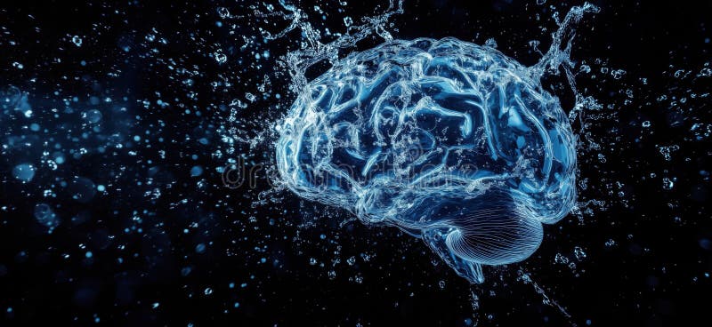 Brain Submerged in Water, Showcasing Fluid Dynamics and Cognitive ...