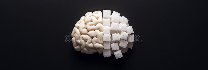 Brain and Sugar Cubes Showing Sugar Consumption Effect on Brain Stock ...