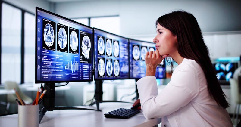Brain Surgeon or Neurologist Doctor Studying MRI Stock Photo - Image of ...