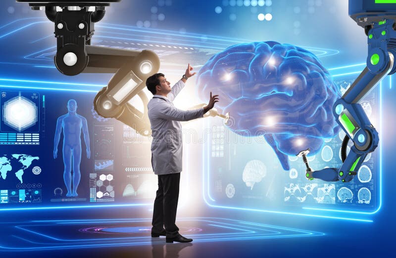 Brain Surgery Done by Robotic Arm Stock Photo - Image of health ...