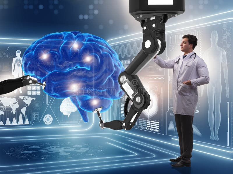 The Brain Surgery Done by Robotic Arm Stock Image - Image of exam ...