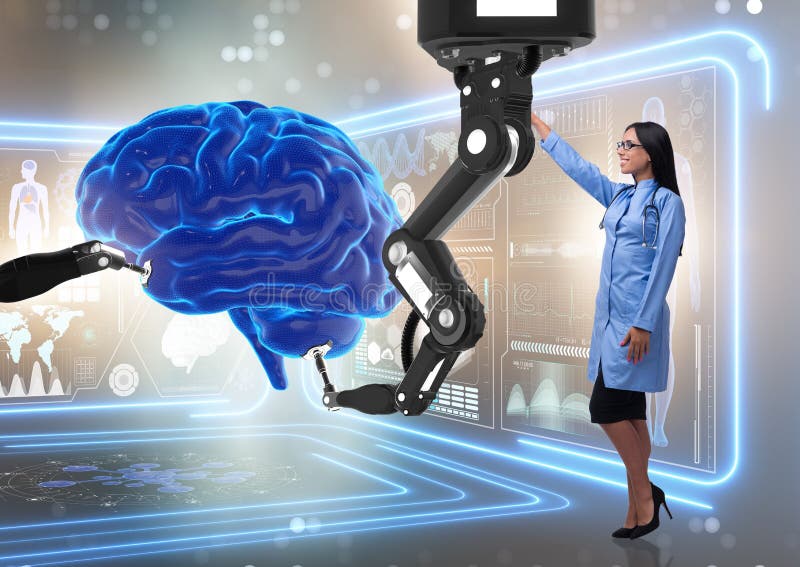 Brain Surgery Done by Robotic Arm Stock Image - Image of medicine ...