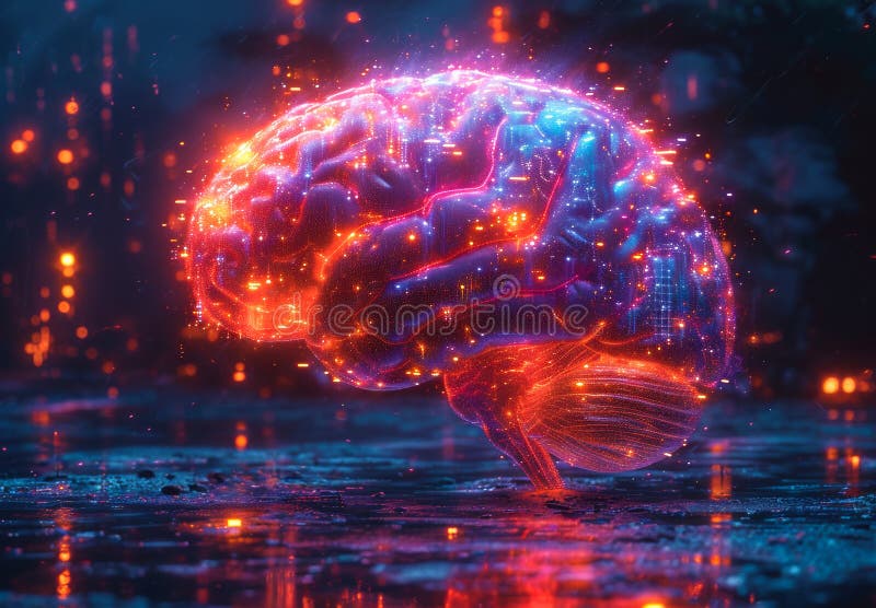 Brain is Surrounded by Bright Light Stock Photo - Image of business ...