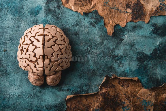 The Brain is Surrounded by Torn Paper Cutouts Representing Mental ...