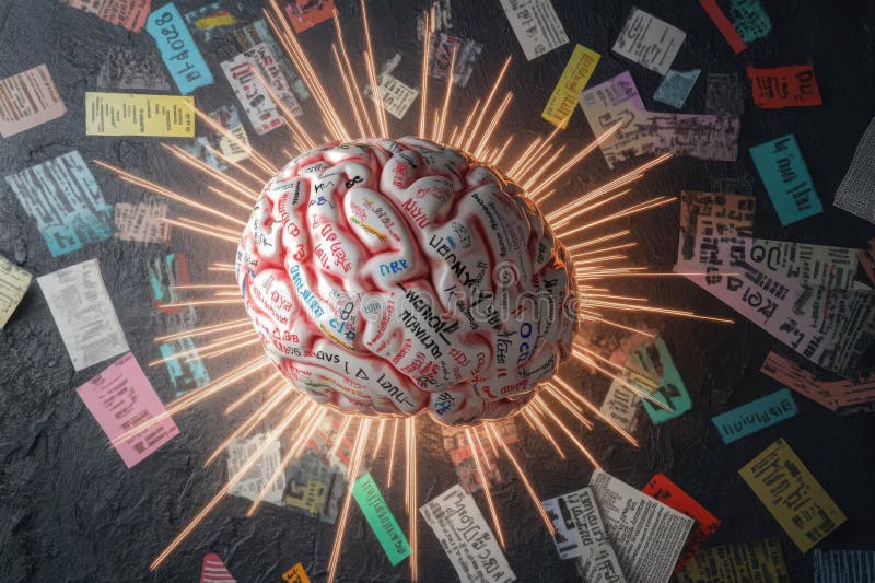 Brain Surrounded by Various Languages Showcasing Cultural Diversity and ...