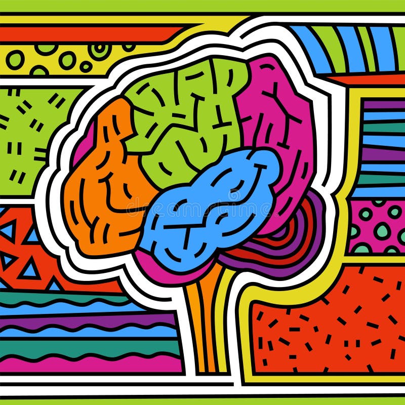 Brain Symbol Composed of a Vibrant Spectrum of Colors. Stock Vector ...