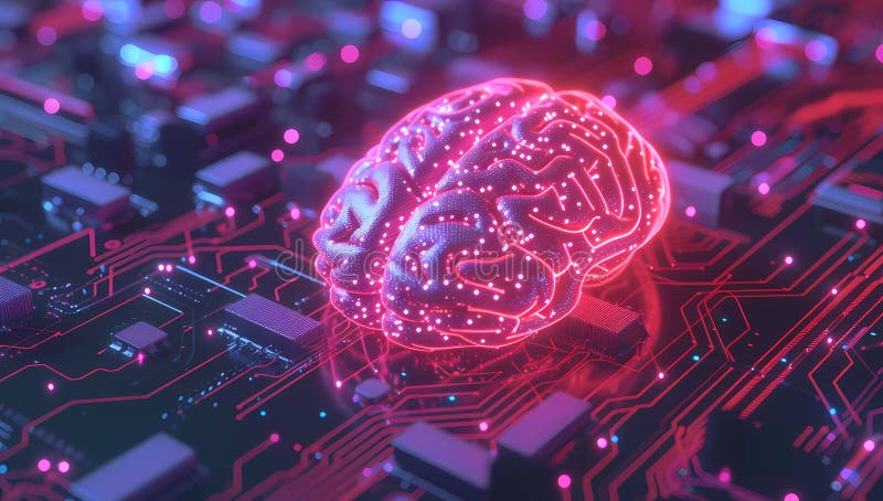Brain Symbol on Neon Circuit Board Stock Illustration - Illustration of artificial, sign: 365218720
