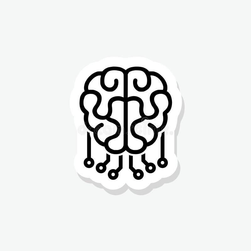 Brain Tech Logo Design Sticker Stock Vector - Illustration of media ...