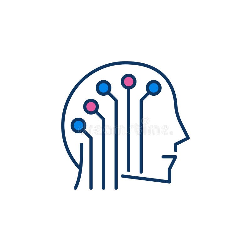 Brain Tech Vector AI Head Concept Colored Icon or Symbol Stock ...
