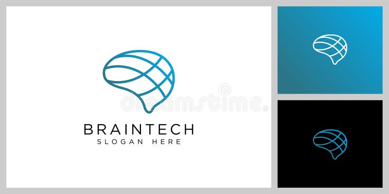 Brain Technology Logo Design Line Style Stock Vector - Illustration of ...