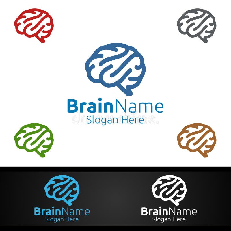 Brain Technology Logo with Think Idea Concept Design Stock Vector ...