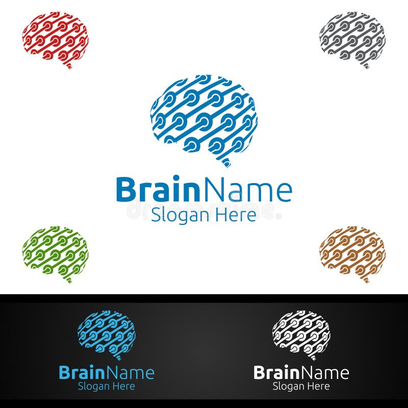 Brain Technology Logo with Think Idea Concept Design Stock Vector ...