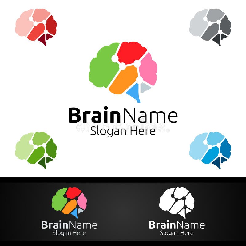 Brain Technology Logo with Think Idea Concept Design Stock Vector ...