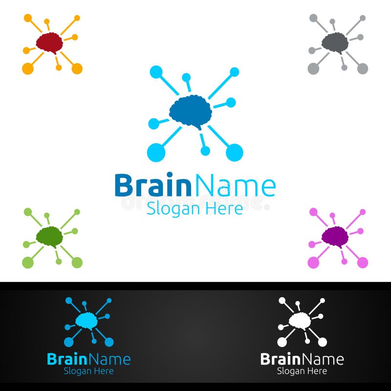 Brain Technology Logo with Think Idea Concept Design Stock Vector ...